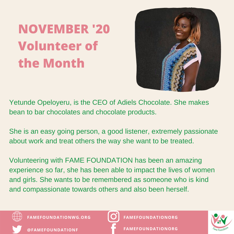 Volunteer of the Month of November – FAME Foundation