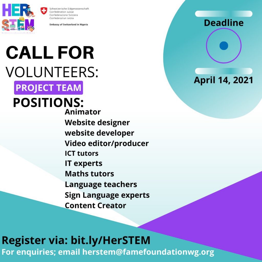 HerSTEM Initiative: Open Call for Project Volunteers – FAME Foundation